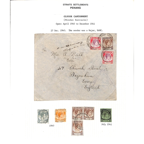 Glugor Cantonment. 1940 (Dec 27) Censored cover to England franked 55c ...