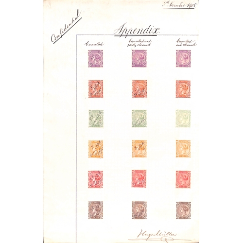 1905 (Nov 3) De La Rue appendix page bearing eighteen De La Rue QV head ...