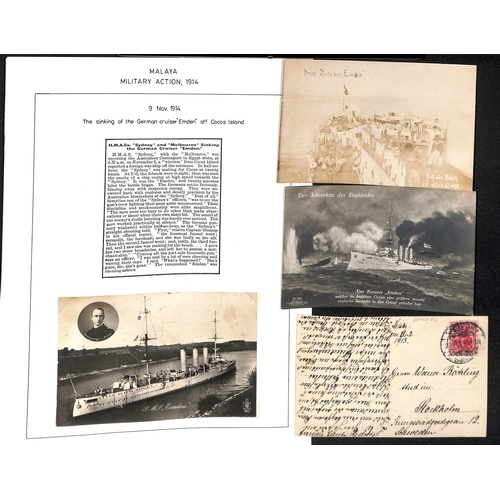 Emden. 1914 Picture postcards of the "Emden", sunk off Cocos Island on ...
