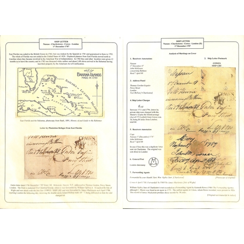 Cowes. 1787 (Dec 17) Entire letter from Nassau to London "via Chs Tn ...
