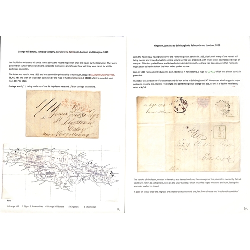 Jamaica. 1815-36 Entire letters including 1819 Falmouth Ship Letter in ...