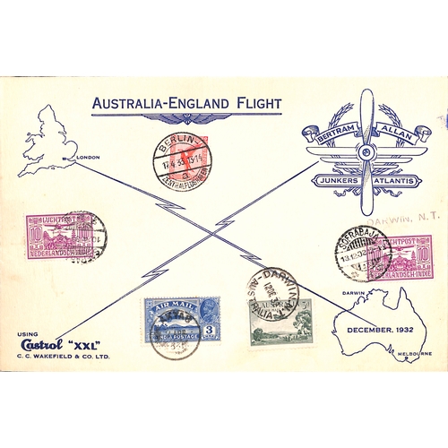 1932 (Dec 12) Hans Bertram Australia to Germany return flight, printed ...