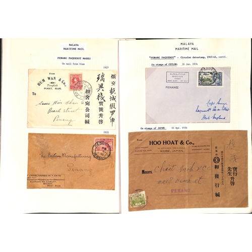 Paquebot - Penang. 1902-78 Covers and cards (69), stamps and pieces (c ...