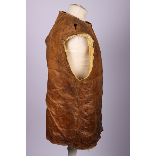 Great War Period Leather Jerkin, brown leather wool lined jerkin with ...