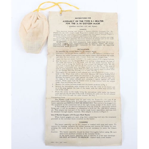WW2 USAAF A14 Oxygen Mask with E1 Electrical Heater. A nice example of ...