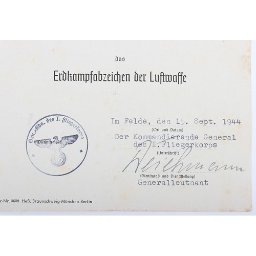 Two WW2 German Luftwaffe Award Citations to Obergefr. H. Steinmann of J ...