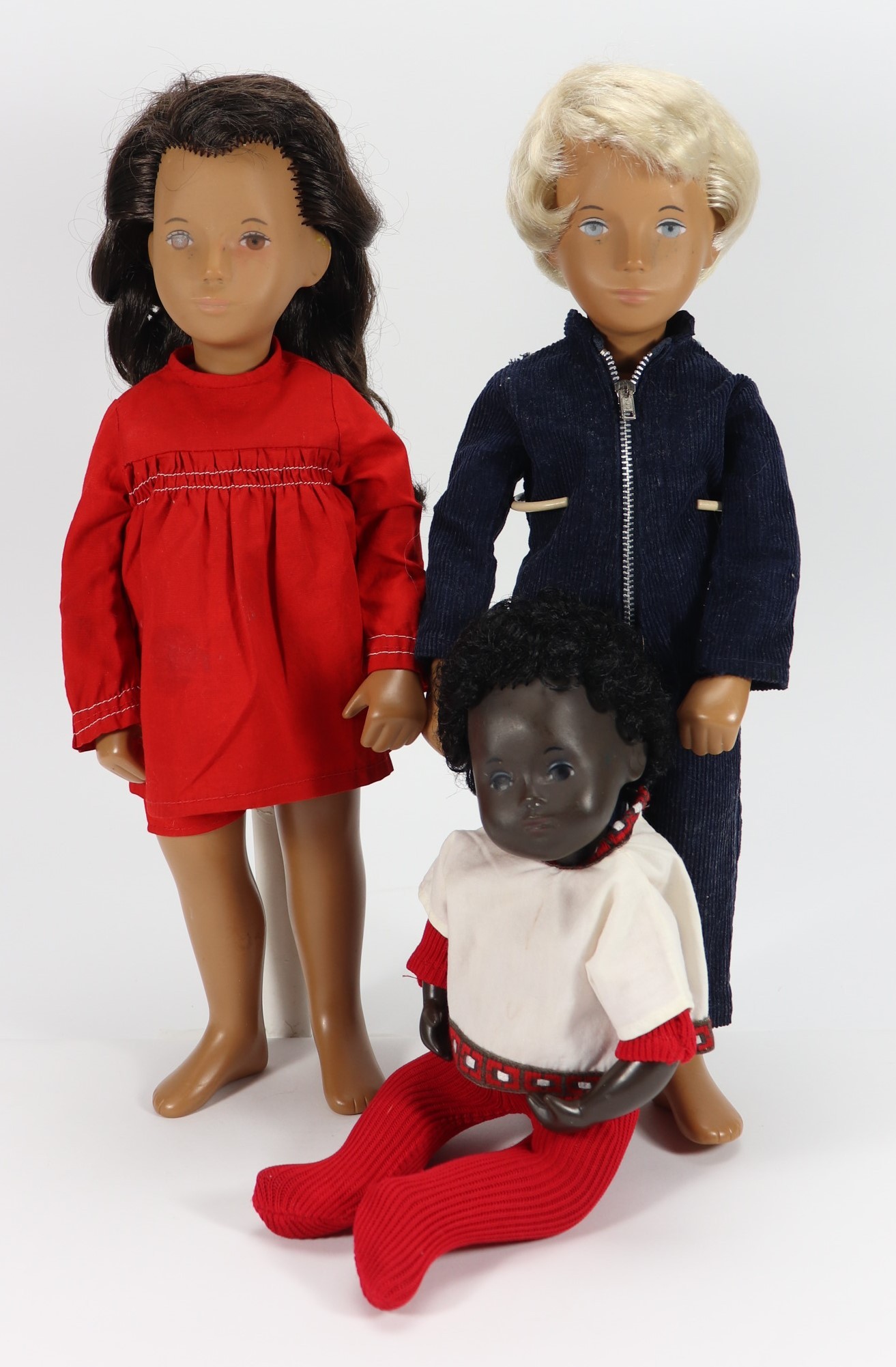 Three Trendon Sasha dolls, 1970s, brunette with painted brown eyes ...