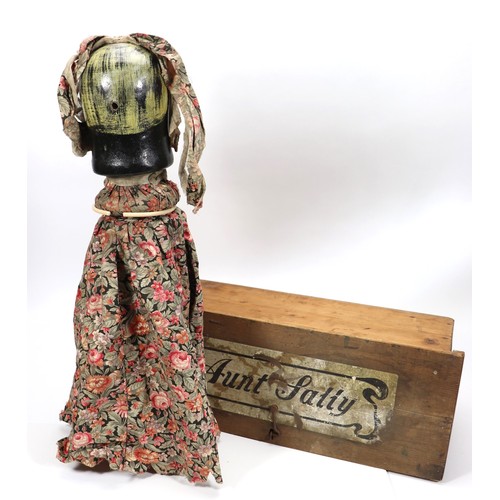 A Victorian Boxed Aunt Sally fairground game, the large carved painted ...