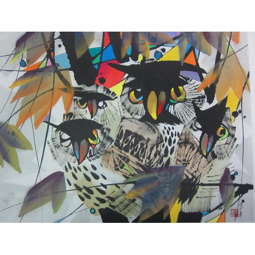 Li Fuyuan, 'Four Owls' -Li Fuyuan (1942-Present), 'Four Owls', ink and ...