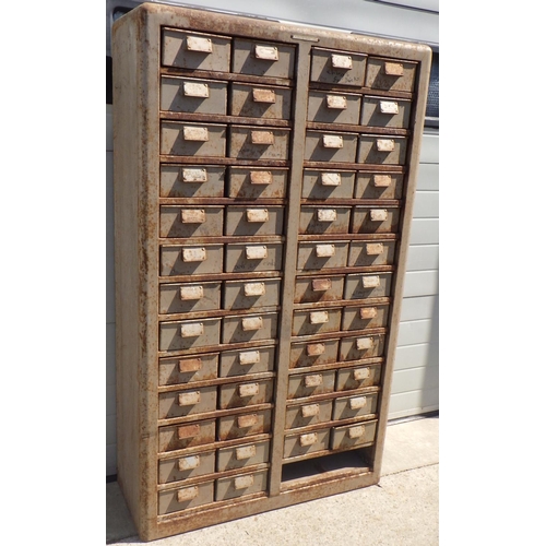 A colangular metal multi drawer cabinet 98cm wide, 166cm tall, missing ...