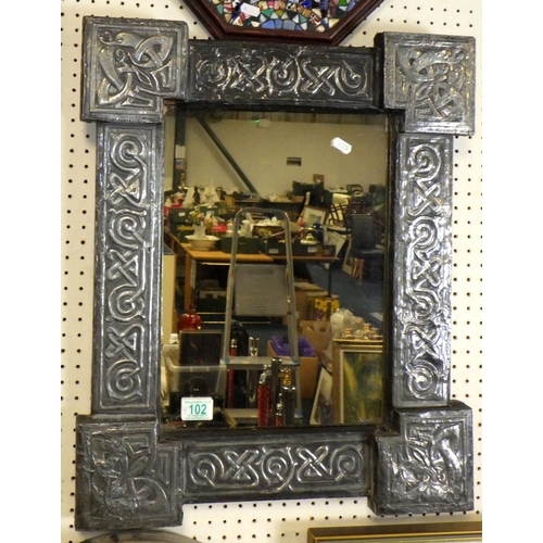 A celtic design framed mirror 50 x 60cm together with a mosaic panel (2)