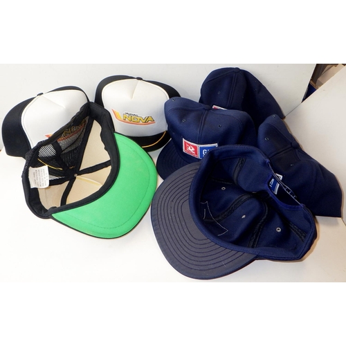 Automobilia: three vintage Vauxhall Nova snap back baseball / trucker ...