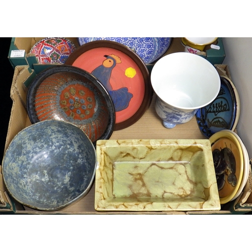 Two boxes of Art pottery, Caverswall vases etc (2)