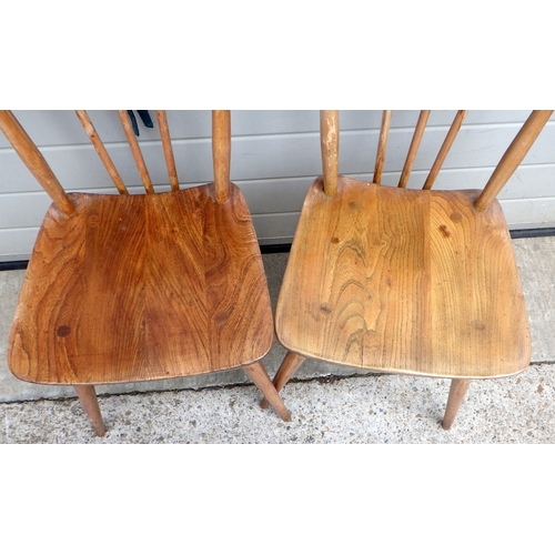 Two faded stick back chairs together with four stools a/f (6)