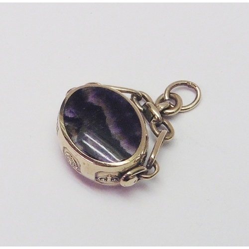 A swivel fob, 9ct gold and Blue John, David Scott-Walker, Sheffield ...