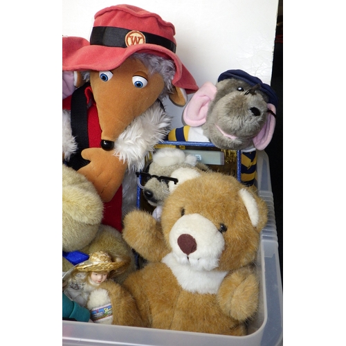 Plush toys incl Roland Rat, Wombles etc