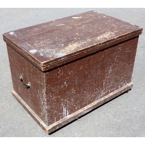A Pine joiners tool box and contents, 94cm wide