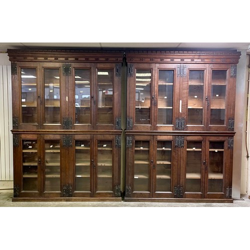 Pair of large oak bookcases 243cm high x 182cm wide 40cm deep, do not ...