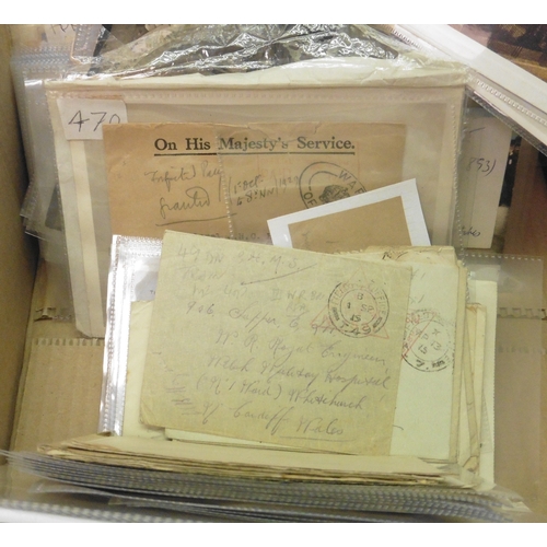A collection of postcards, postmarks etc incl military interest, WW1 ...