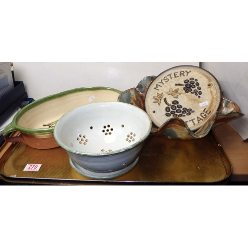 An Amberley pottery bowl together with further Art Pottery