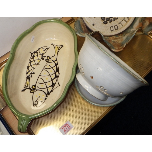 An Amberley pottery bowl together with further Art Pottery