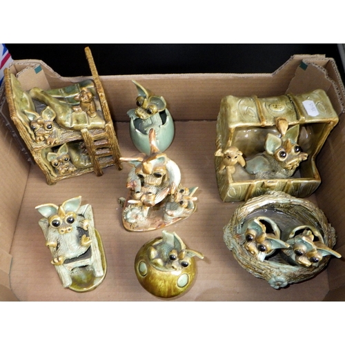 A group of seven Yare Studio Pottery dragon figures