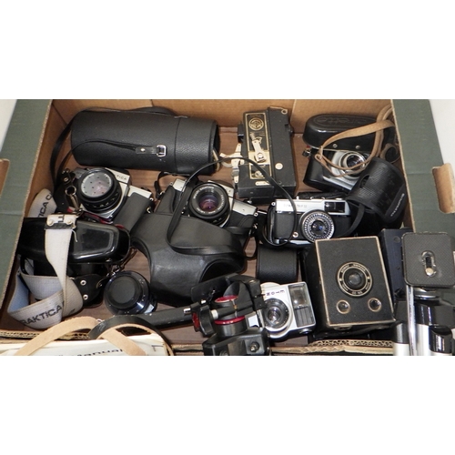 Soviet-era Russian cameras incl a Praktica LLC 35mm SLR, a Praktica ...