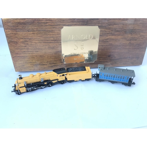A Boxed Arnold N Gauge S 3/6 King Ludwig of Bavaria Train and Carriage.