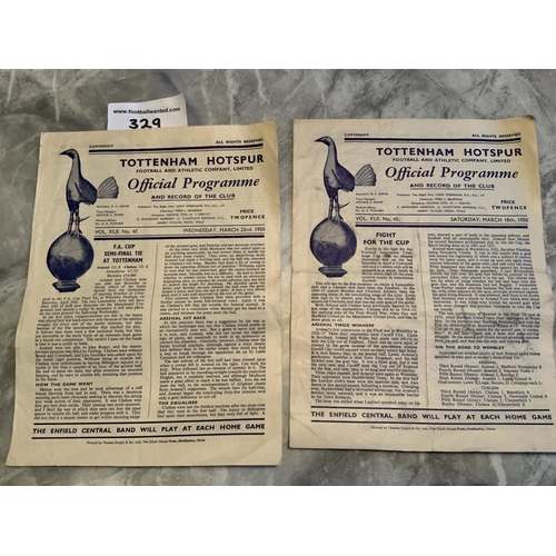 1950 FA Cup Semi Final Football Programmes: Chelsea v Arsenal 18 3 with ...