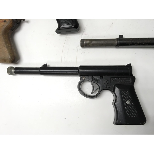 Vintage air guns including The Gat, Diana SP50