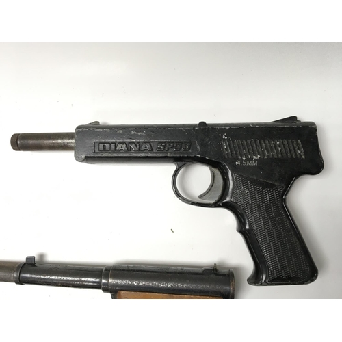 Vintage air guns including The Gat, Diana SP50