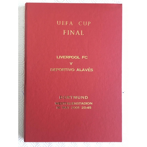 2001 Liverpool v Alaves Hardback Signed Final Programme: Red UEFA Cup ...