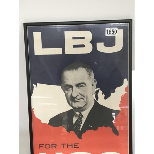 A Chicago American 1964 Democratic Committee Poster LBJ for the USA. A ...