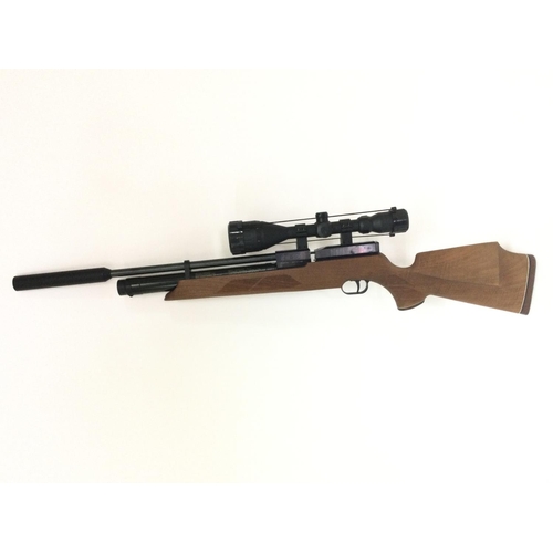 A cased Weihrauch HW 100 5.5mm/.22 air rifle with silencer, scope and ...