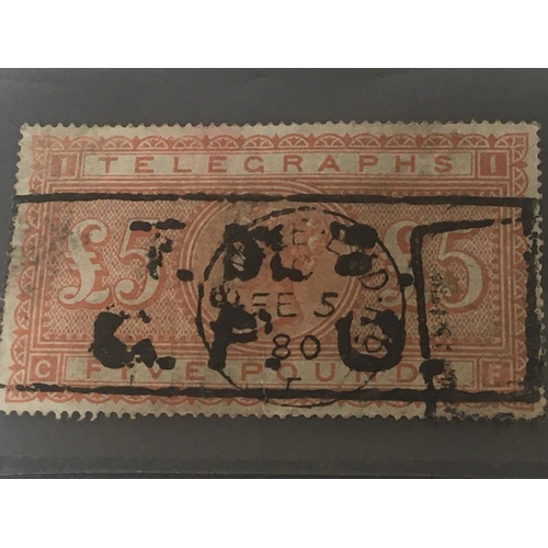 A Rare Victorian Telegraphs Five pound Orange Stamp. Over stamps in ...