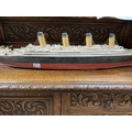 A model of a four funnel ship