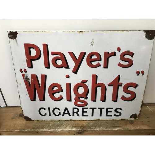 A vintage Players Weights cigarettes enamel advertising sign ...