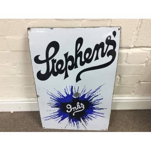 Stephens' Ink enamel advertising sign 15.5 x 23.5 inches