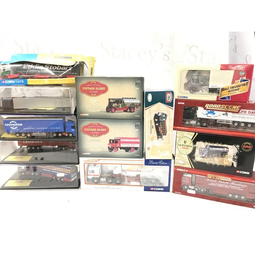 2 Boxes Containing Diecast Lorrys. Including Oxford and Corgi. Atlas.
