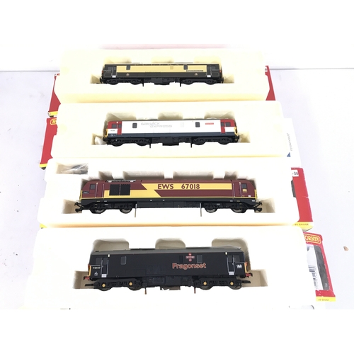 4 Boxed Hornby 00 Gauge Locomotives. A Gatwick Express Class 73 #R3045 ...