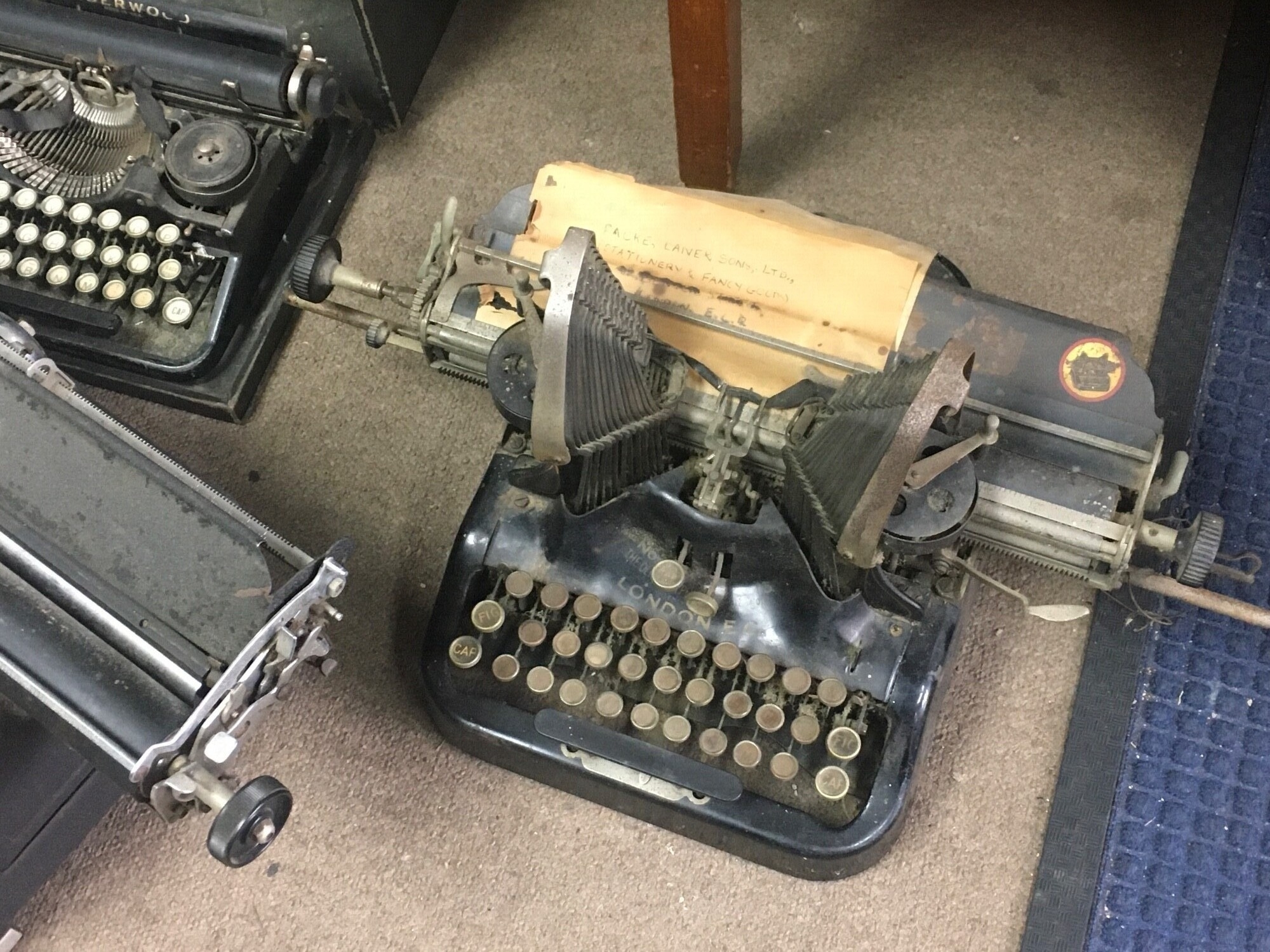 Five vintage typewriters including an early 20th century circa 1900 ...