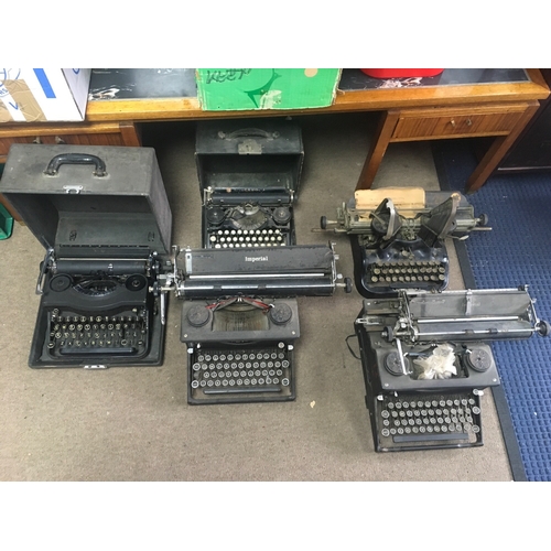 Five vintage typewriters including an early 20th century circa 1900 ...