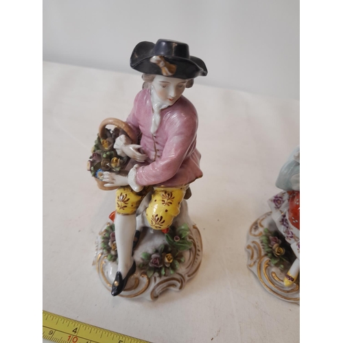 Pair of Samson copies of Chelsea Porcelain figures of Lover and Suitor ...