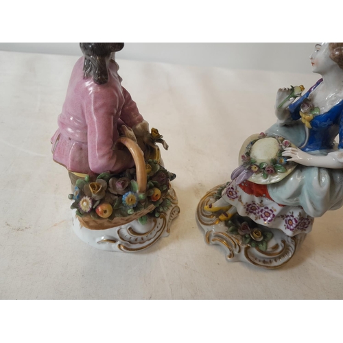 Pair of Samson copies of Chelsea Porcelain figures of Lover and Suitor ...