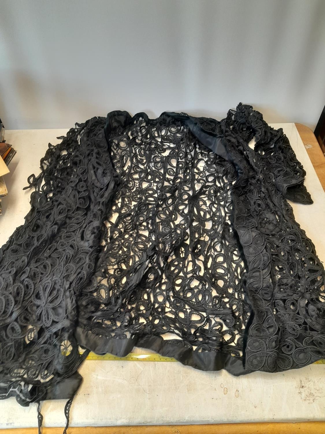 Ladies vintage open crochet work jacket , needs some attention