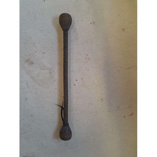 Early 20th century leather covered weighted black jack cosh