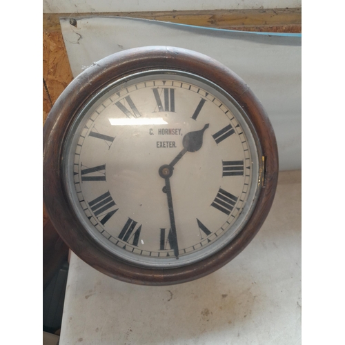 Early 20th century circular oak case wall clock , C Hornsey of Exeter ...