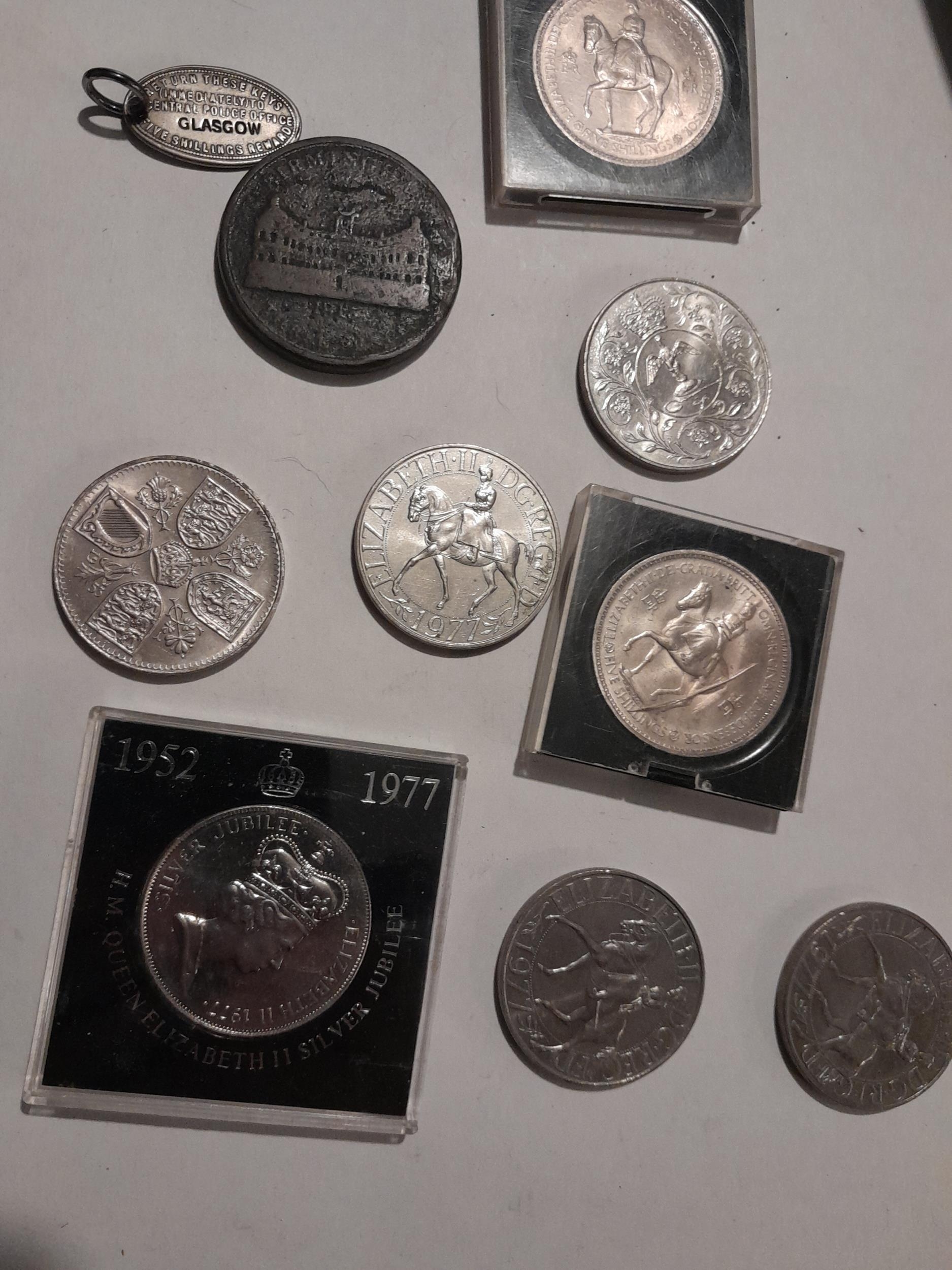 Commemorative base metal Crowns and other coins