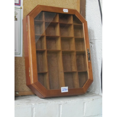Mahogany Wall Hanging Sectioned Display Case.