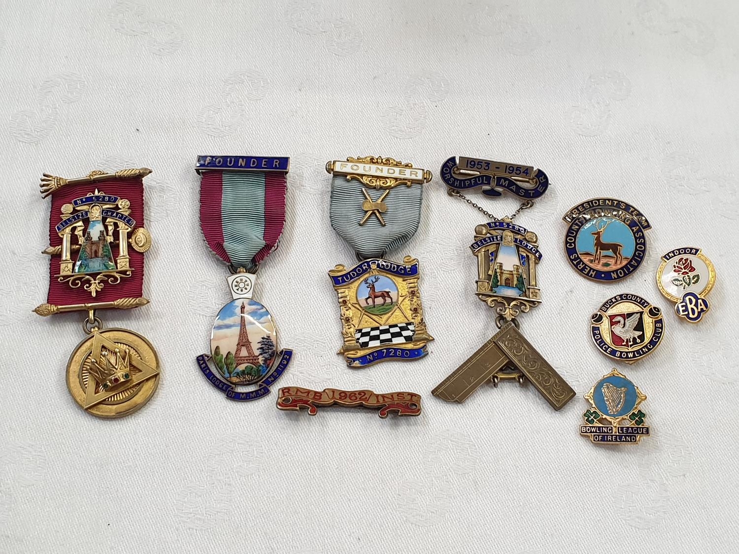 Quantity of Silver Hallmarked Medals, Masonic Badges "Belsize Lodge ...